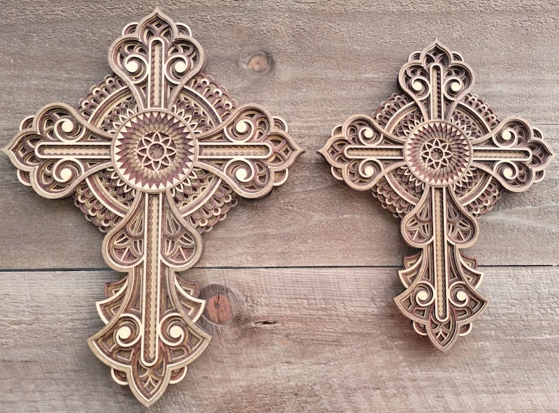Mandala Cross, Layered Cross, Wooden Cross - Etsy