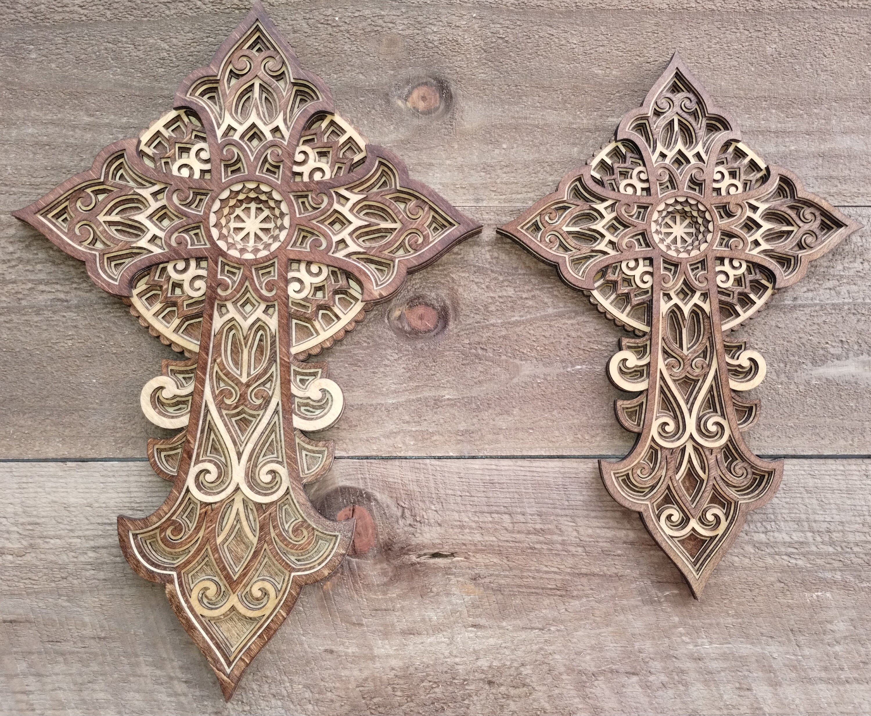 Mandala Cross, Wooden Cross, Layered Cross - Etsy