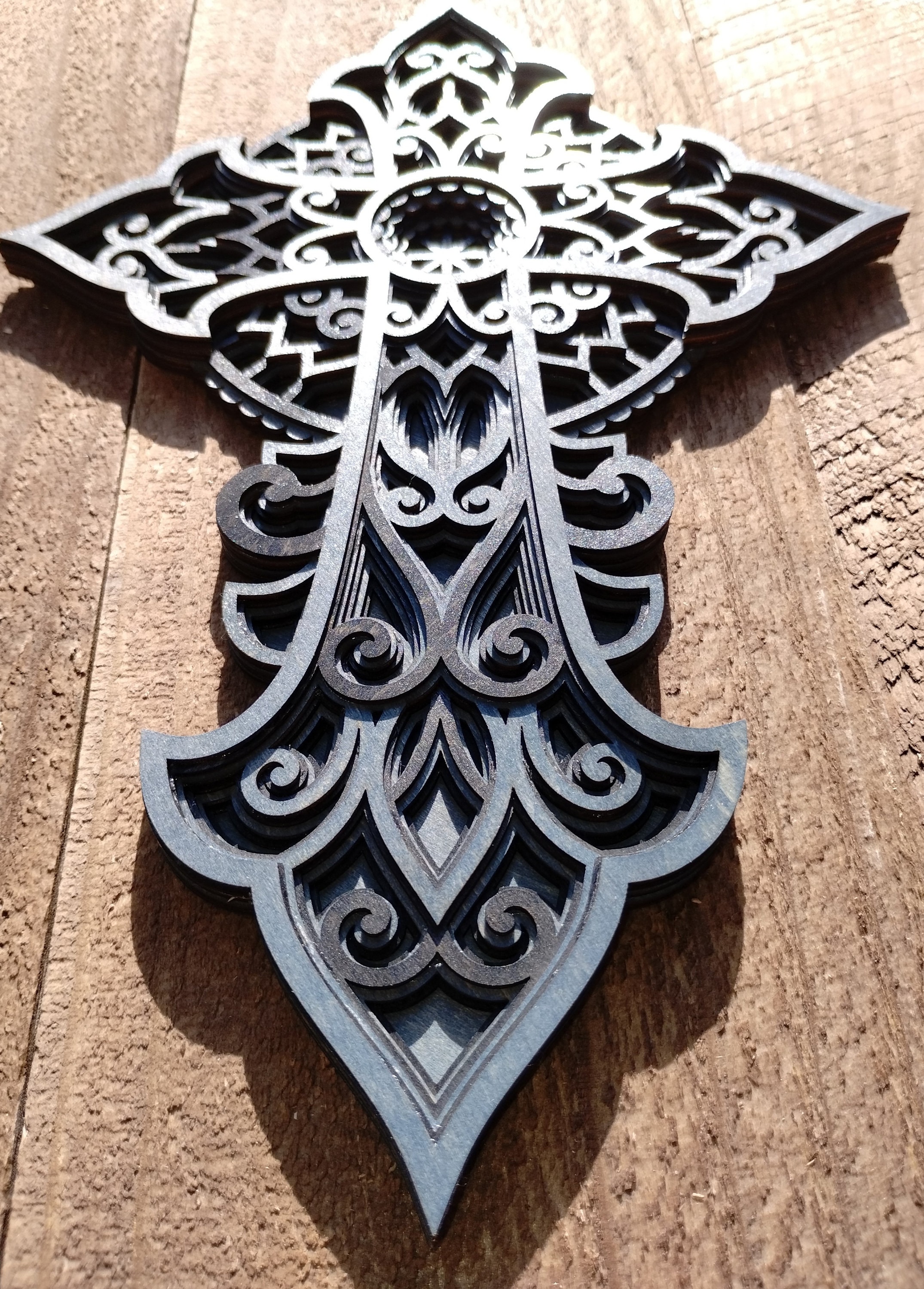 Mandala Cross, Wooden Cross, Layered Cross - Etsy