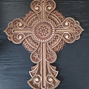 Mandala Cross, Layered Cross, Wooden Cross - Etsy