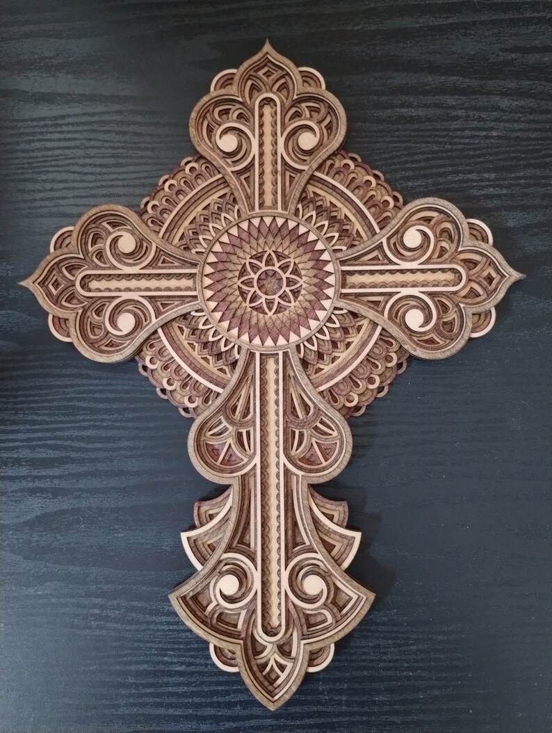 Mandala Cross, Layered Cross, Wooden Cross - Etsy