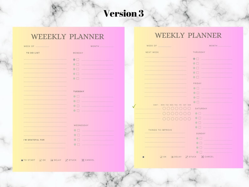 Weekly Plannerweekly Planner Printable Week at a Glance - Etsy