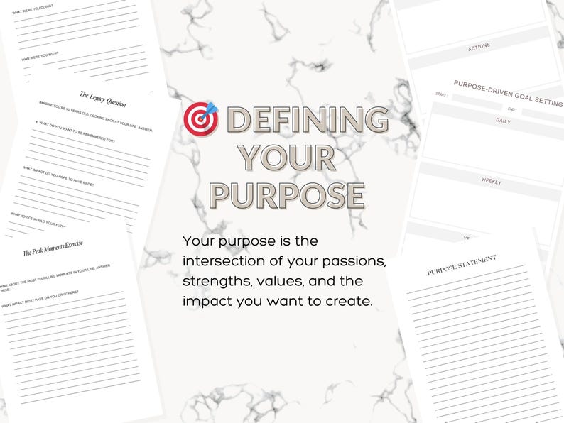 Self Leadership Journal PDF, Intentional Life Plan Worksheets, Purpose ...