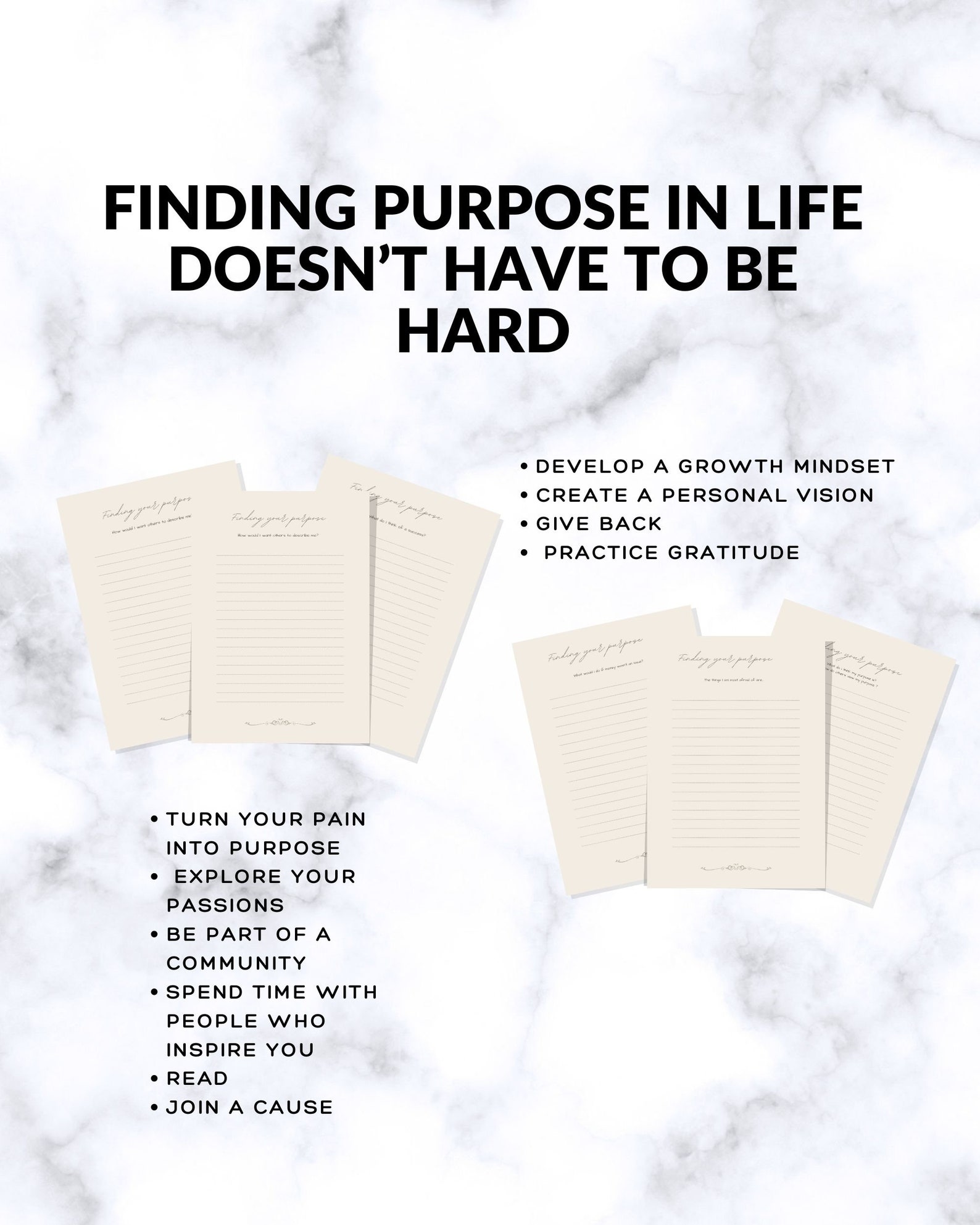 Workbook Finding My Purpose, Self Leadership Journal, Find Your Passion ...