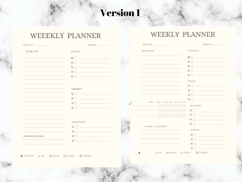 Weekly Plannerweekly Planner Printable Week at a Glance - Etsy