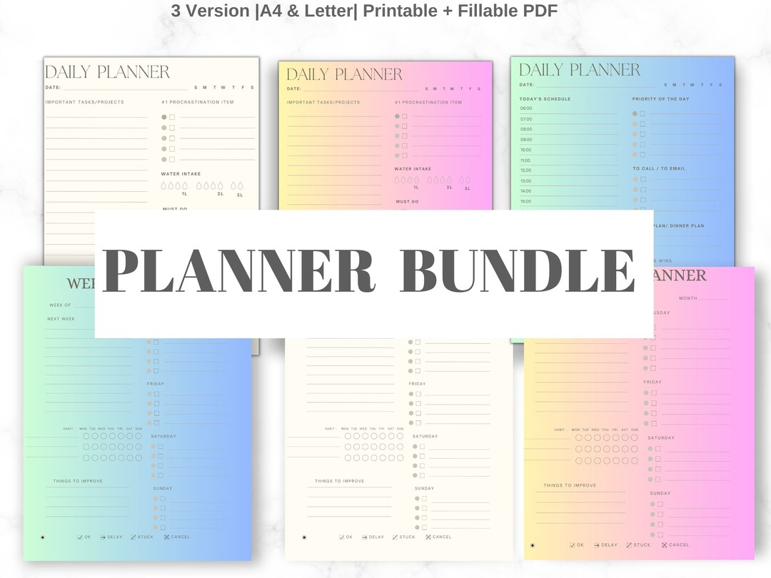 Planner Bundle | Daily Planner| Weekly Planner| Hourly Planner ...
