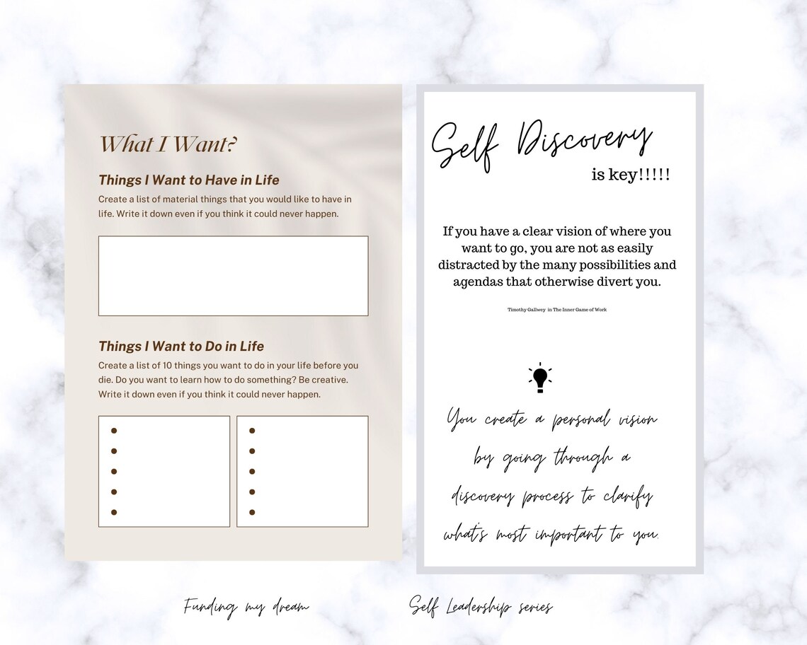 Personal Vision Workbook PDF, Self Discovery Journal, Life Goal ...