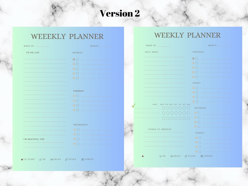 Weekly Plannerweekly Planner Printable Week at a Glance - Etsy