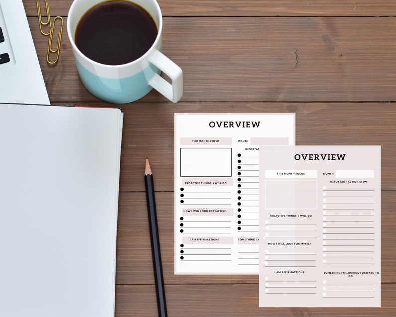 Monthly Overview| Printable Overview Planner| A4, US Letter| Instant ...