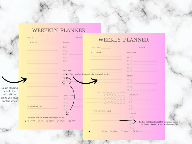 Weekly Planner|weekly Planner Printable| Week at a Glance, Weekly ...
