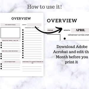 Monthly Overview| Printable Overview Planner| A4, US Letter| Instant ...