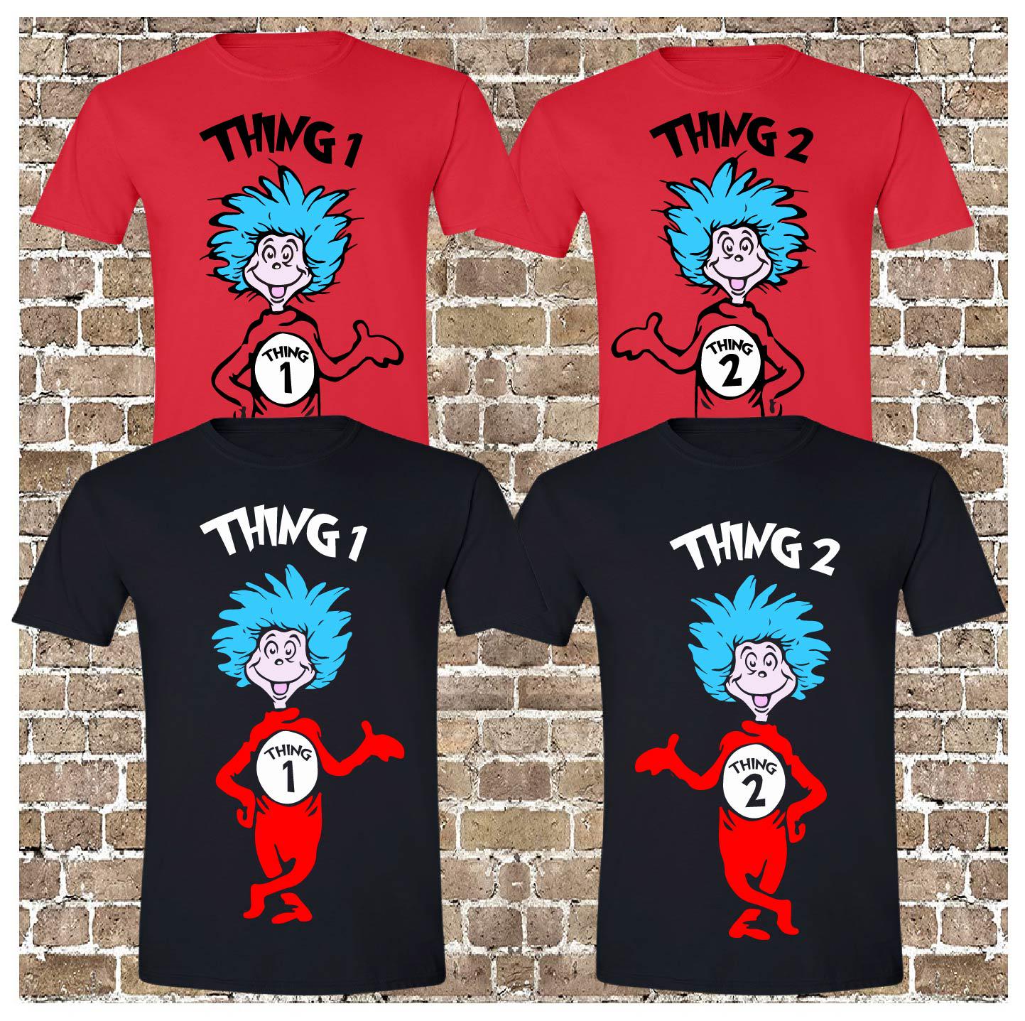 Thing 1 Thing 2/ 4 Files/ for Red or Black Shirt/ Dr. Seuss/ Thing 1 ...