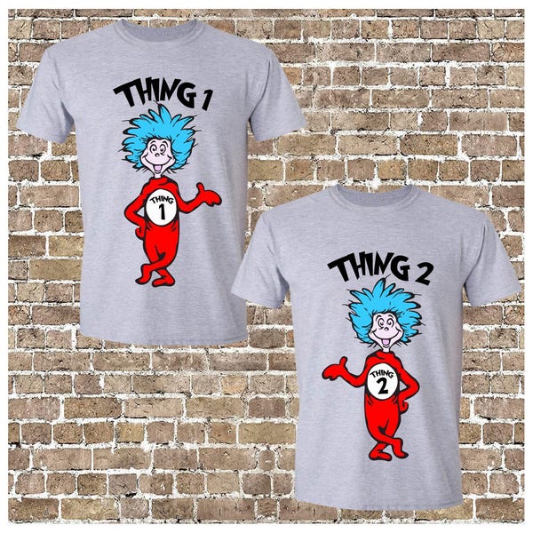 Dr Seuss Thing 1 and Thing 2 Shirts - Etsy