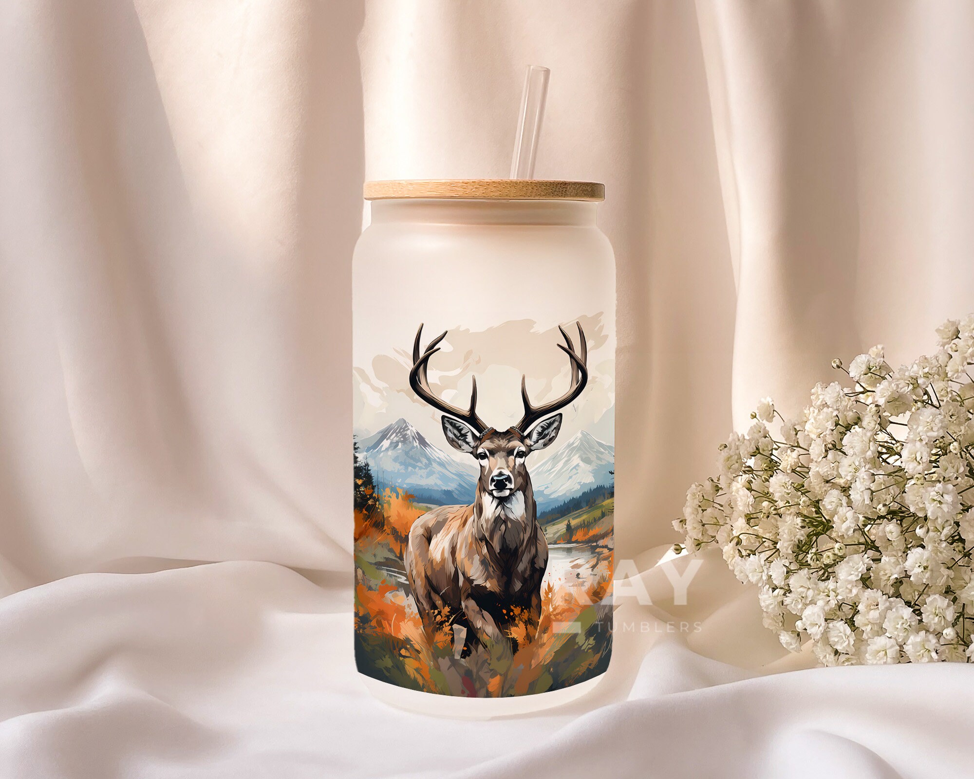 Deer Hunting, 16 Oz Libbey Glass Can, Deer Hunting Gifts for Men ...