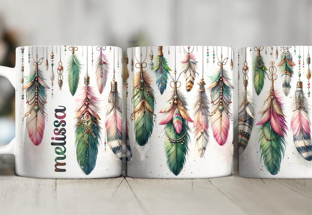 Personalized Feathers Mug, Custom Name Coffee Lover Gift, Gift for Her ...