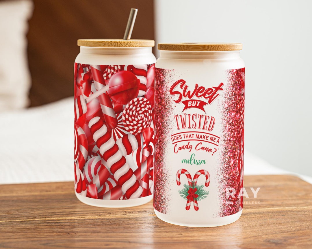 Sweet but Twisted, Personalized Christmas Cups, 16 Oz Libbey Glass Can ...