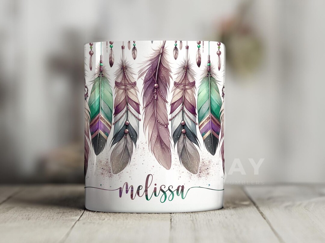 Personalized Feathers Mug, Custom Name Coffee Lover Gift, Gift for Her ...