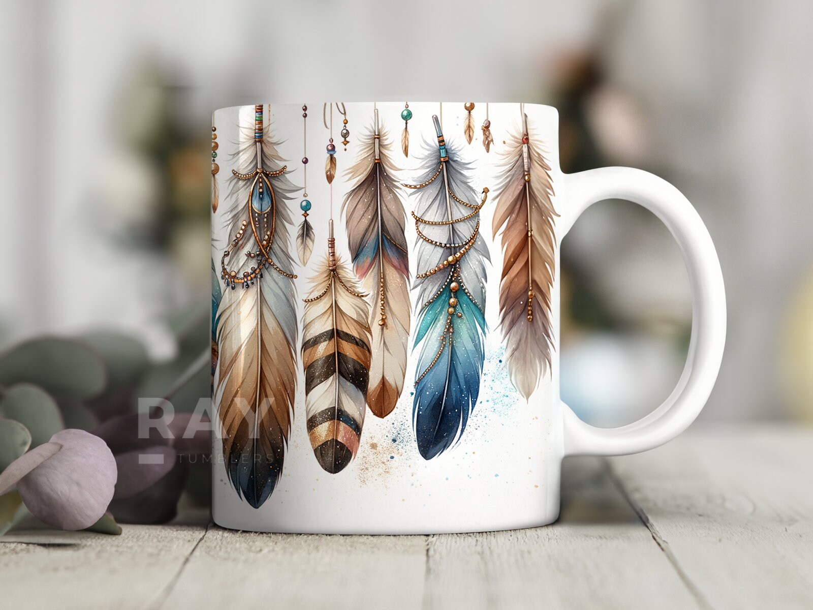 Personalized Feathers Mug, Custom Name Coffee Lover Gift, Gift for Her ...