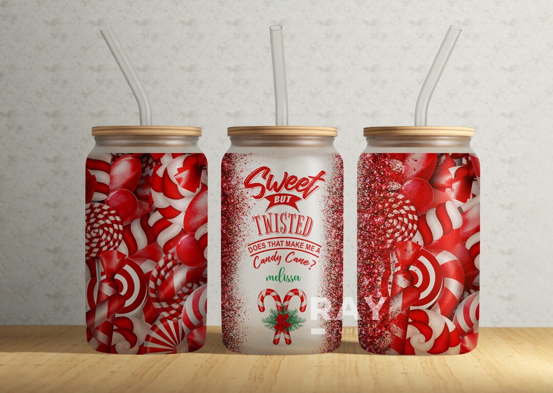 Sweet but Twisted, Personalized Christmas Cups, 16 Oz Libbey Glass Can ...