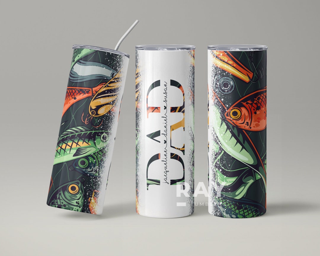 Dad Tumbler With Kids Names, Dad Gift Personalized, Dad Fishing Gift ...