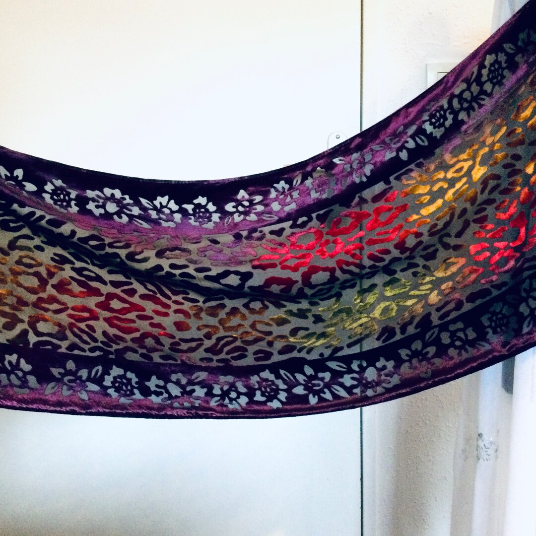 GIFT ADDED long Iridescent Silk Velvet Burnout Scarf/vintage - Etsy