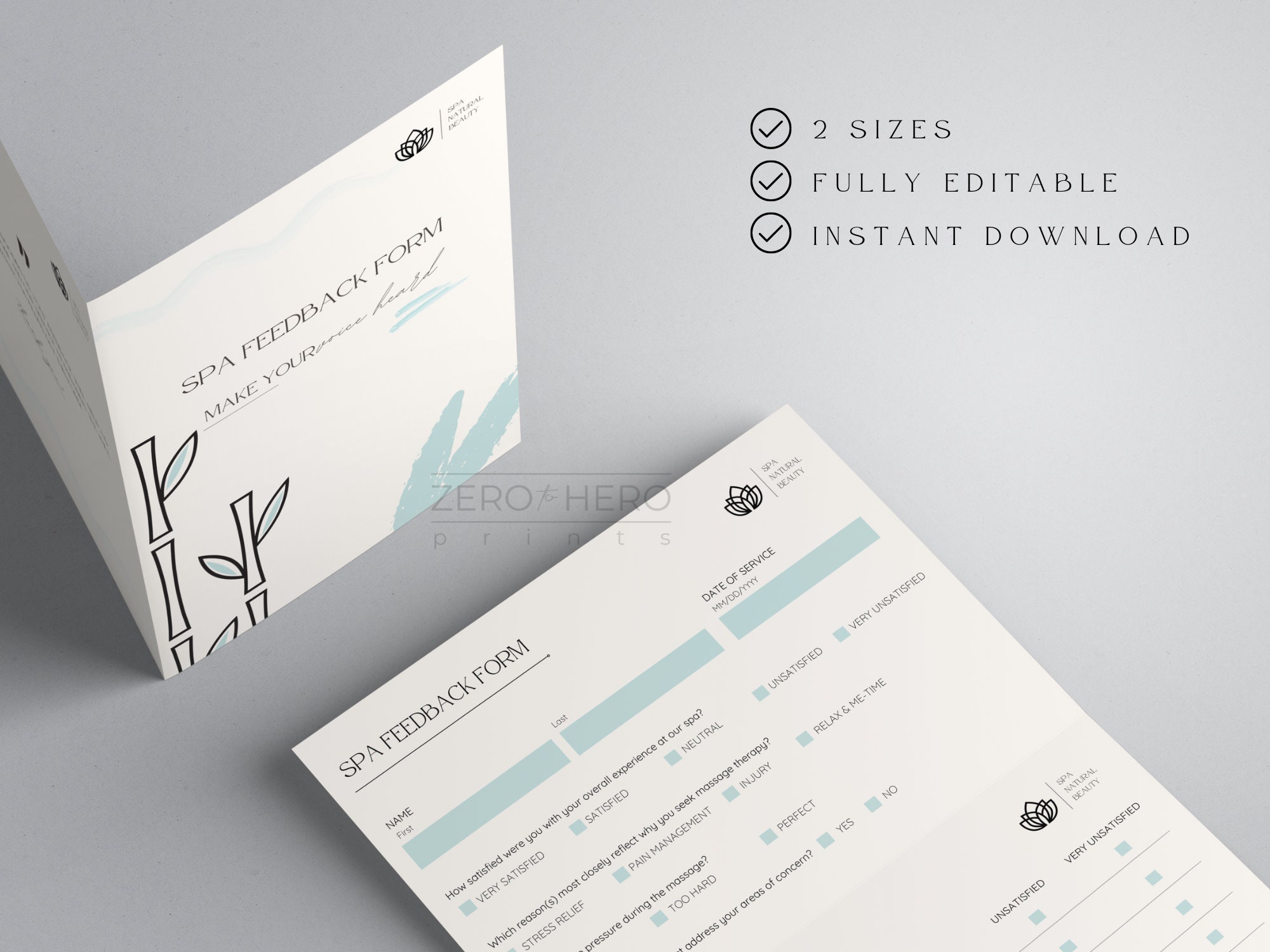 Editable Spa Massage Guest Evaluation Forms | Feedback | Survey | Canva ...