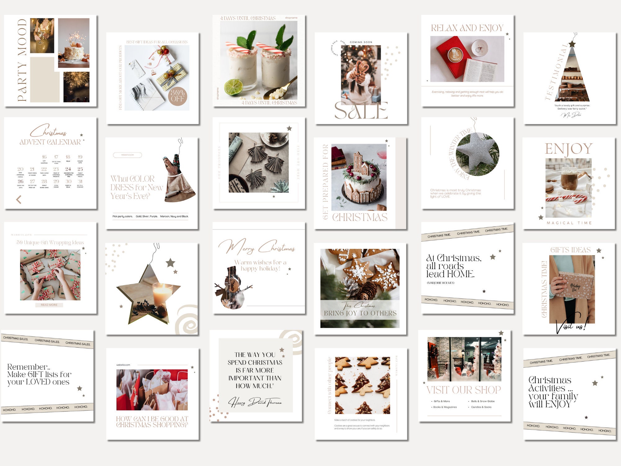 200 Christmas & New Year Eve Social Media Templates Canva Holiday Sale ...