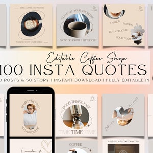 Coffee Shop Instagram Quotes Templates, Social Media Marketing (canva ...