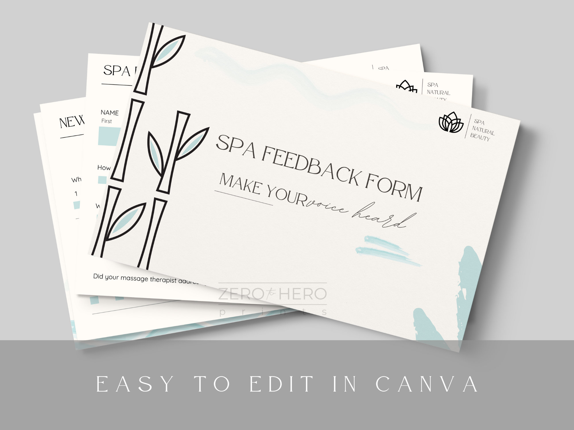 Editable Spa Massage Guest Evaluation Forms | Feedback | Survey | Canva ...