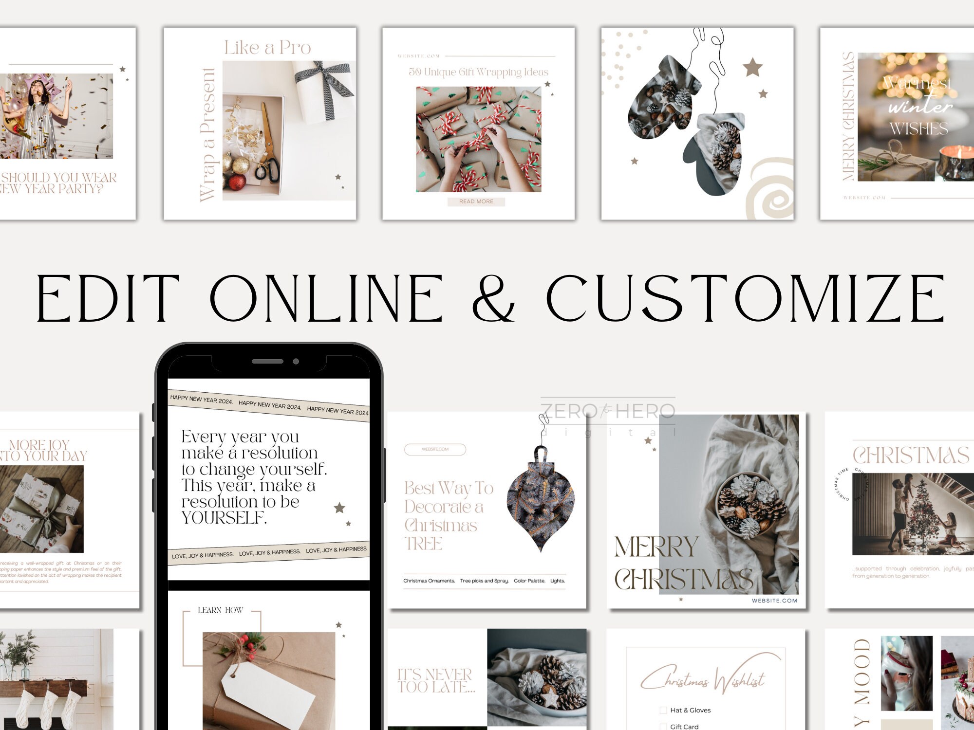 200 Christmas & New Year Eve Social Media Templates Canva Holiday Sale ...