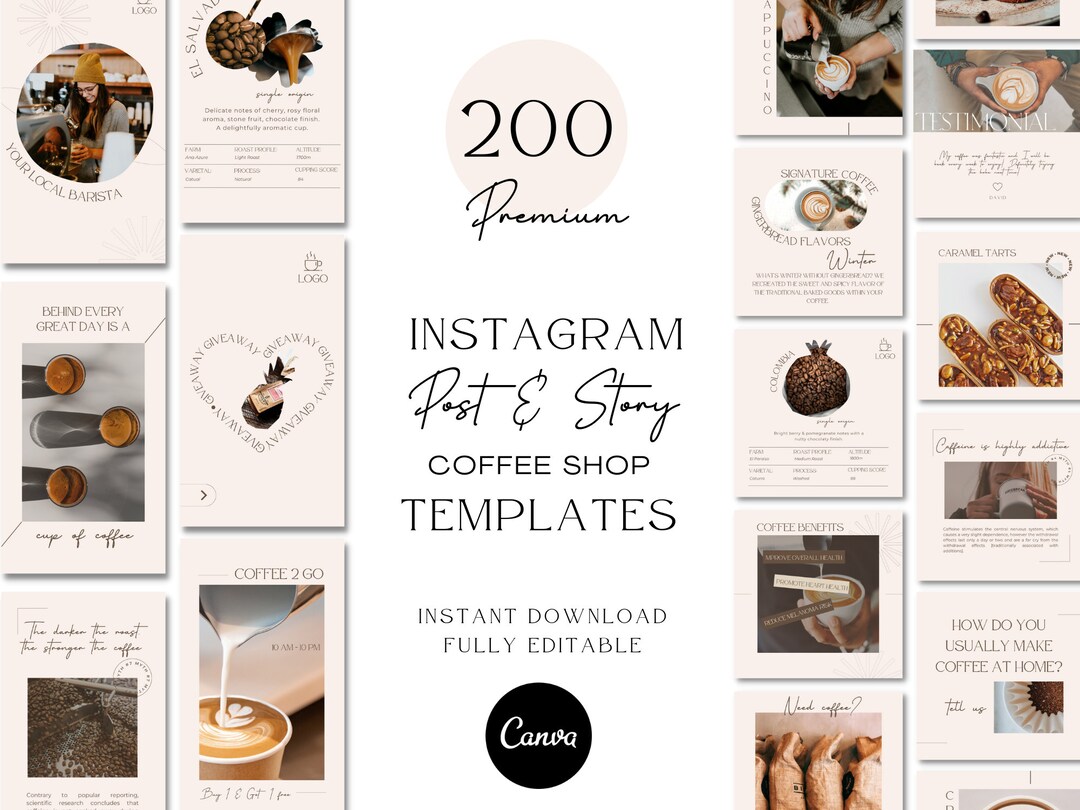 Coffee Shop Instagram Templates. Instagram Posts & Story. Social Media ...