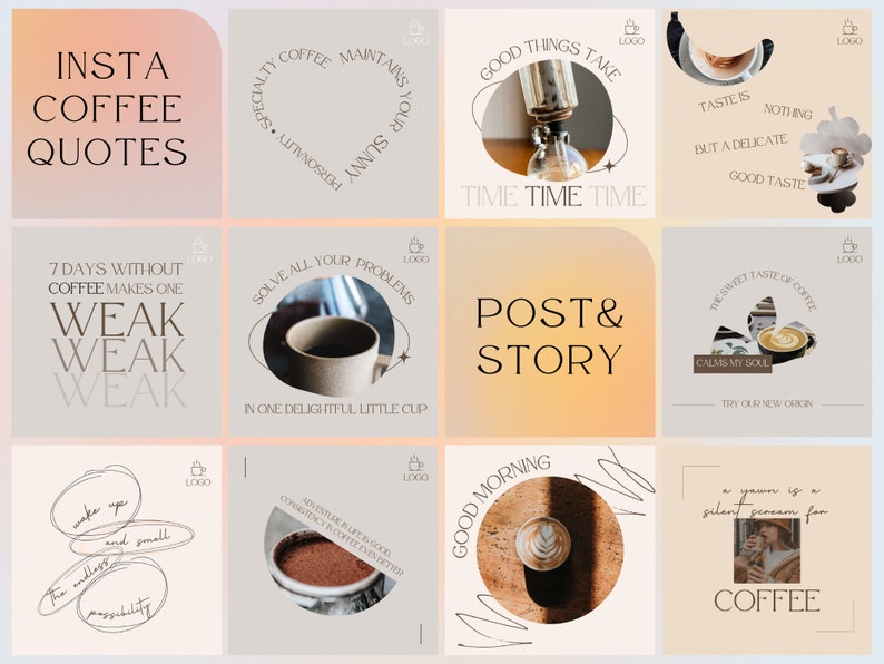 Coffee Shop Instagram Quotes Templates, Social Media Marketing (canva ...