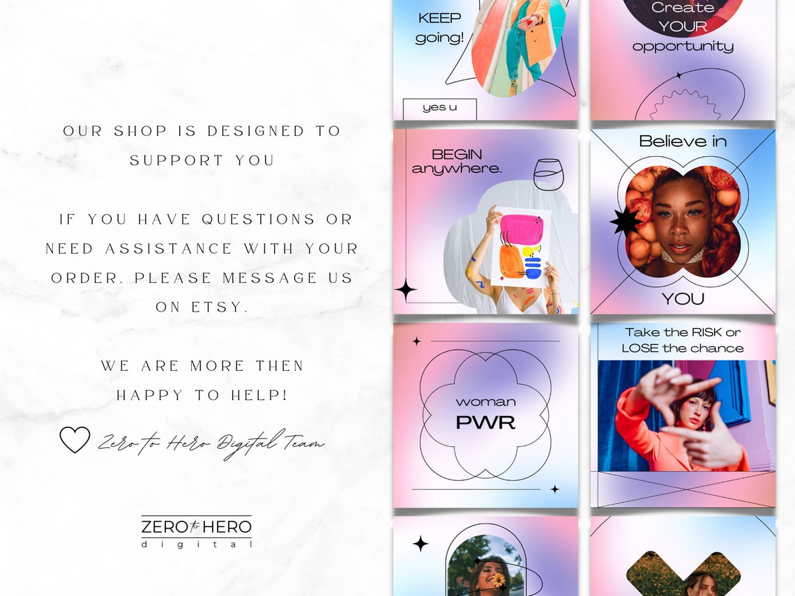 100 Women Empowerment Pack Instagram CANVA Templates Feminism & Girl ...