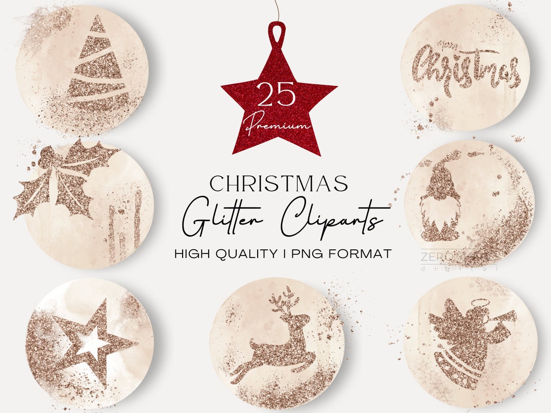 Glitter Christmas Clipart | Christmas PNG | Ornaments Clipart | DIY ...