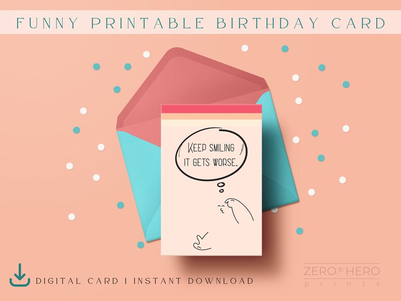 Printable Card Funny Printable Birthday Card Downloadable Birthday Card ...
