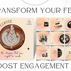 Coffee Shop Instagram Quotes Templates. Social Media Gradient Templates ...