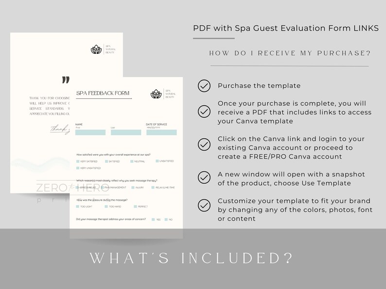 Editable Spa Massage Guest Evaluation Forms | Feedback | Survey | Canva ...