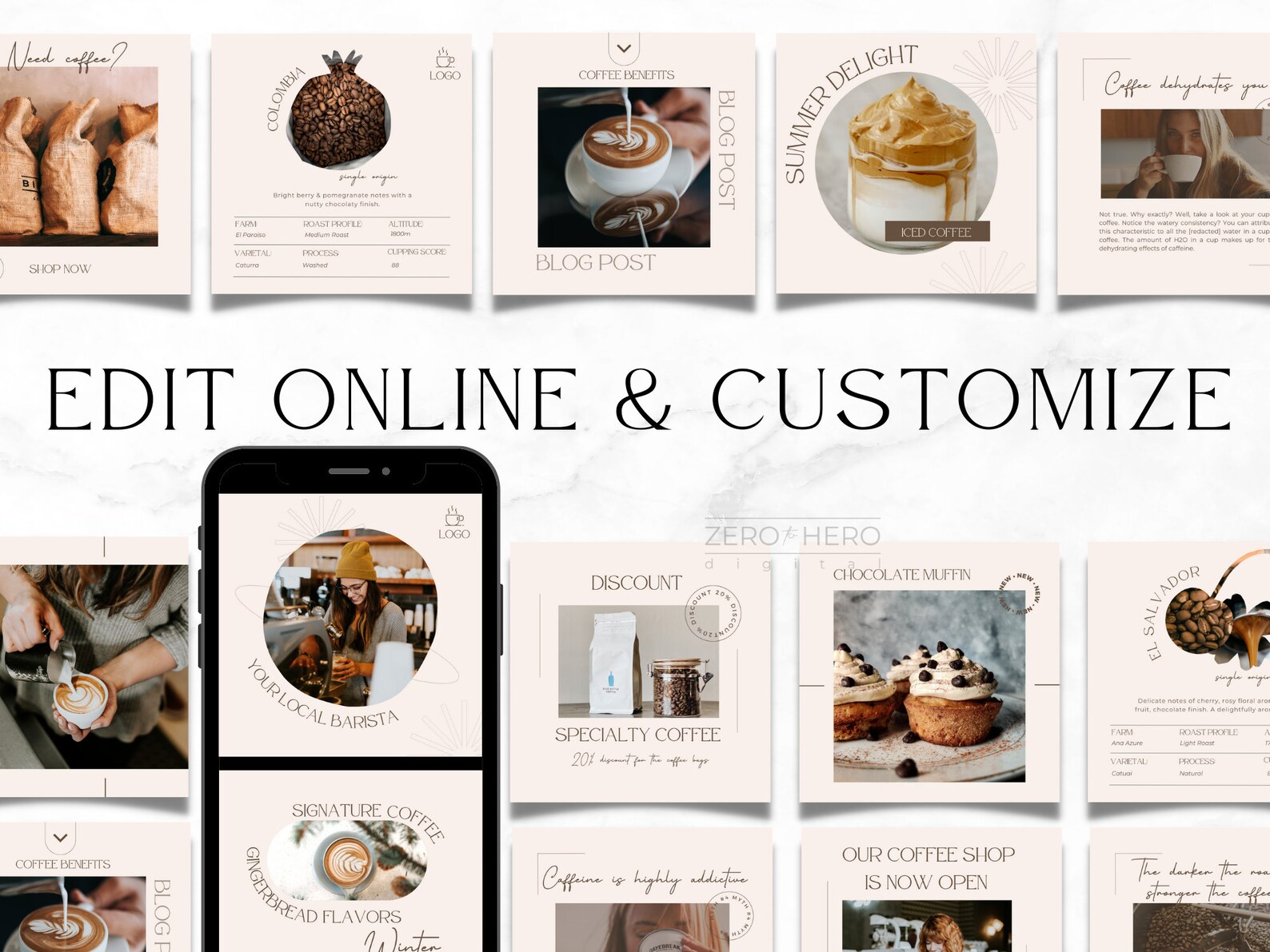 Coffee Shop Instagram Templates. Instagram Posts & Story. - Etsy