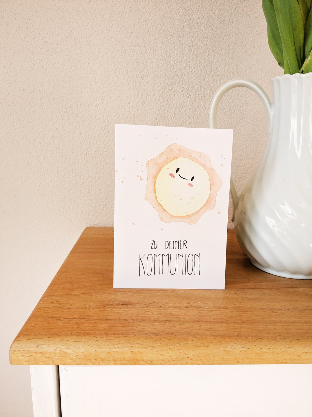 Communion Card Watercolor Card Folding Card Postcard Sun Kawaii ...