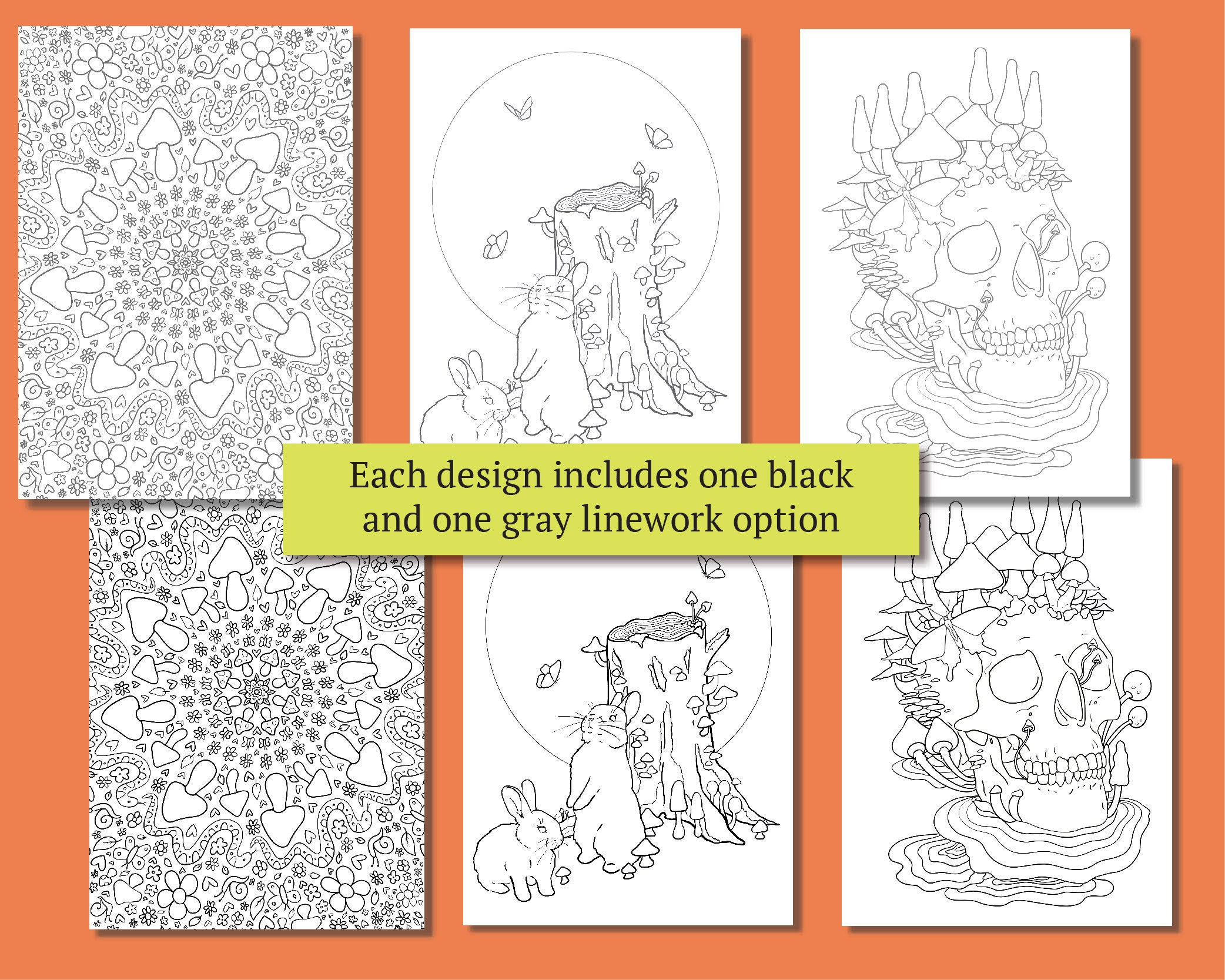 Mushroom Trio Coloring Page Bundle Coloring Book Pdf Shroom Mandala ...