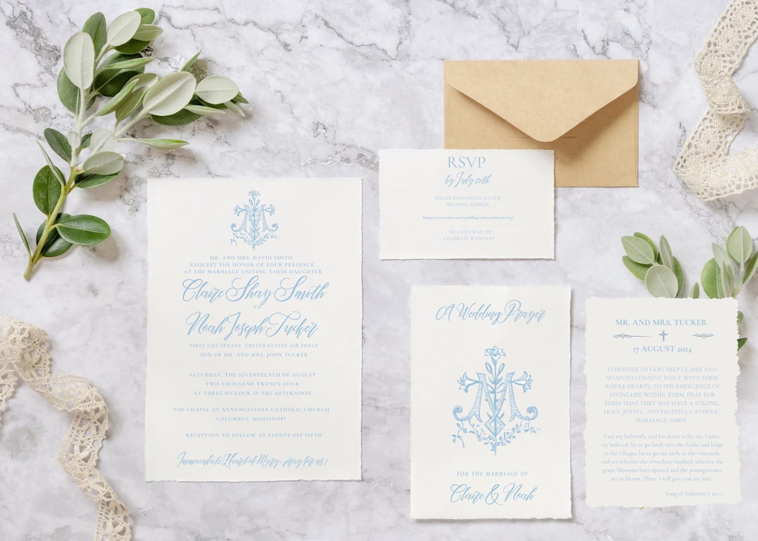 Catholic Wedding Invitation Suite Template With Marian Symbol - Etsy