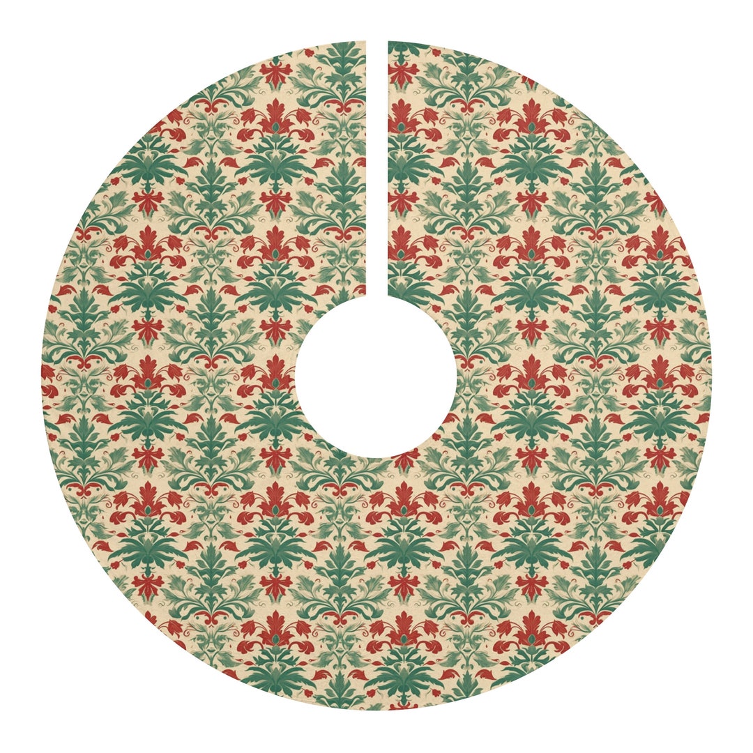 Toile Christmas Tree Skirt Pattern, Vintage Christmas Tree Skirt, Red ...