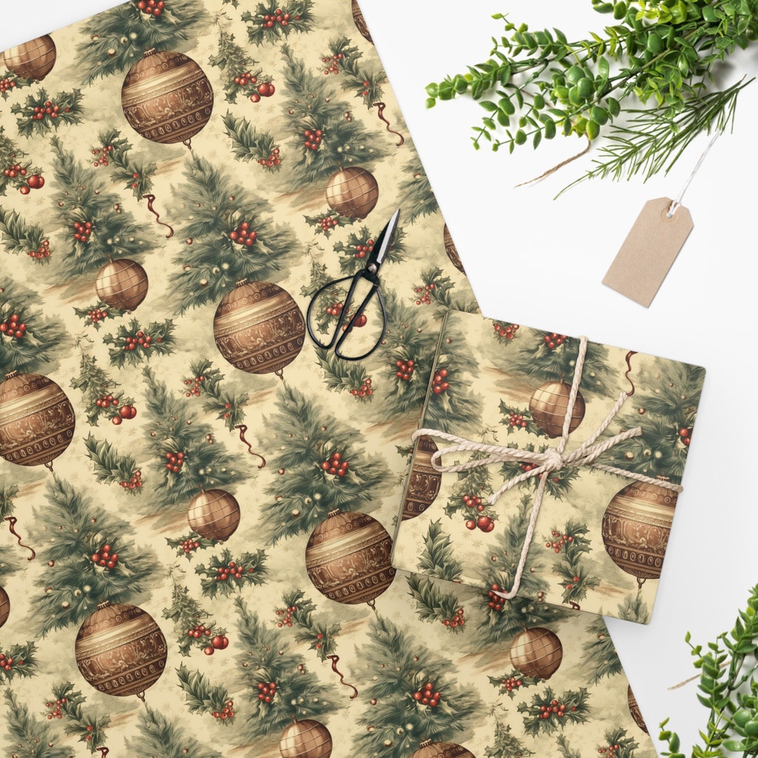 Vintage Christmas Wrapping Paper - Mistletoe Wrapping Paper - Etsy