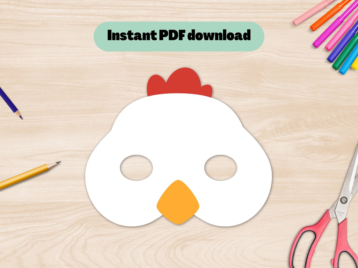 Hen Paper Mask Kids Costume, Farm Animal, Hen Party Mask, Hen ...