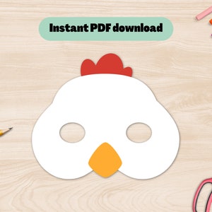Hen Paper Mask Kids Costume, Farm Animal, Hen Party Mask, Hen ...