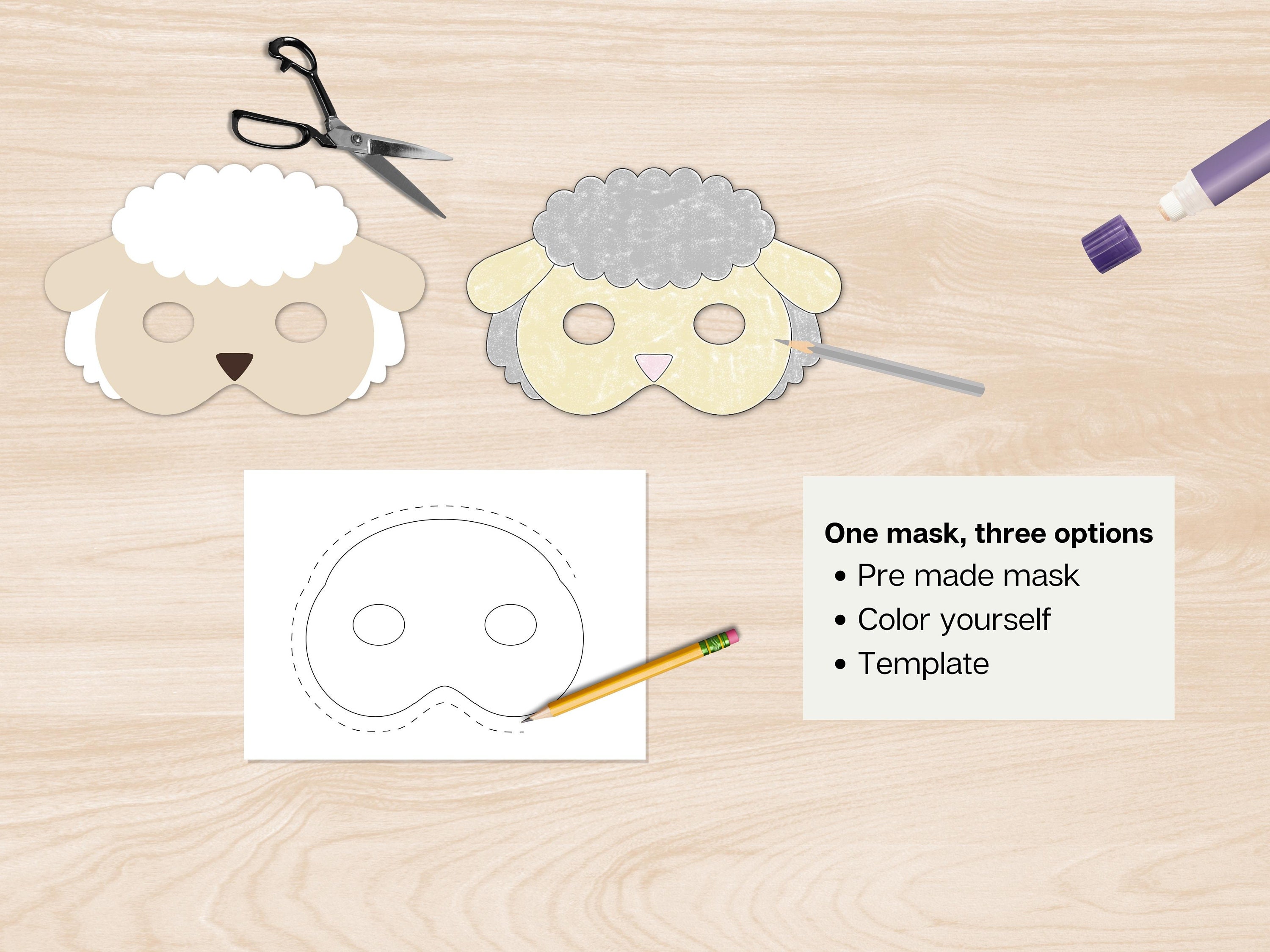 Farm Animals Mask Kids Costume Sheep Party Mask Cow - Etsy