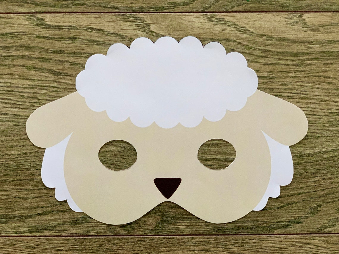 Sheep Paper Mask Kids Costume, Farm Animal, Sheep Party Mask, Sheep ...