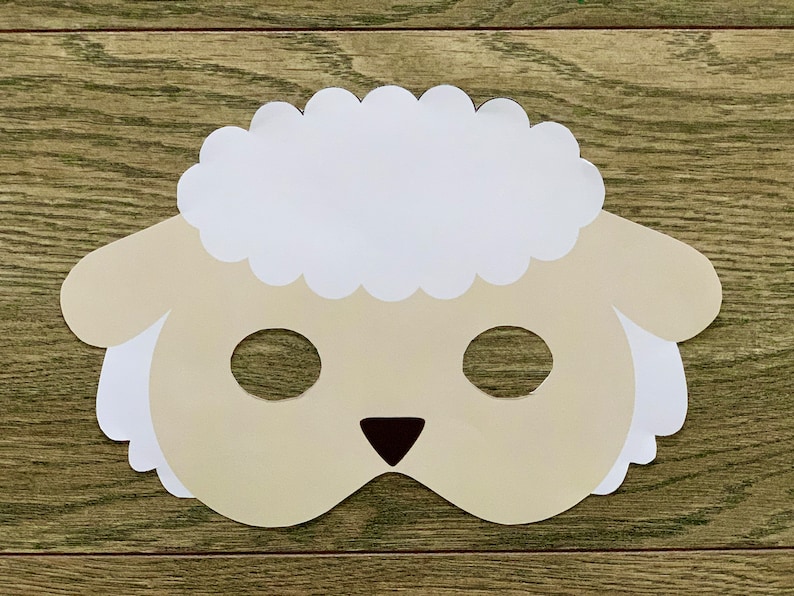 Sheep Paper Mask Kids Costume, Farm Animal, Sheep Party Mask, Sheep ...
