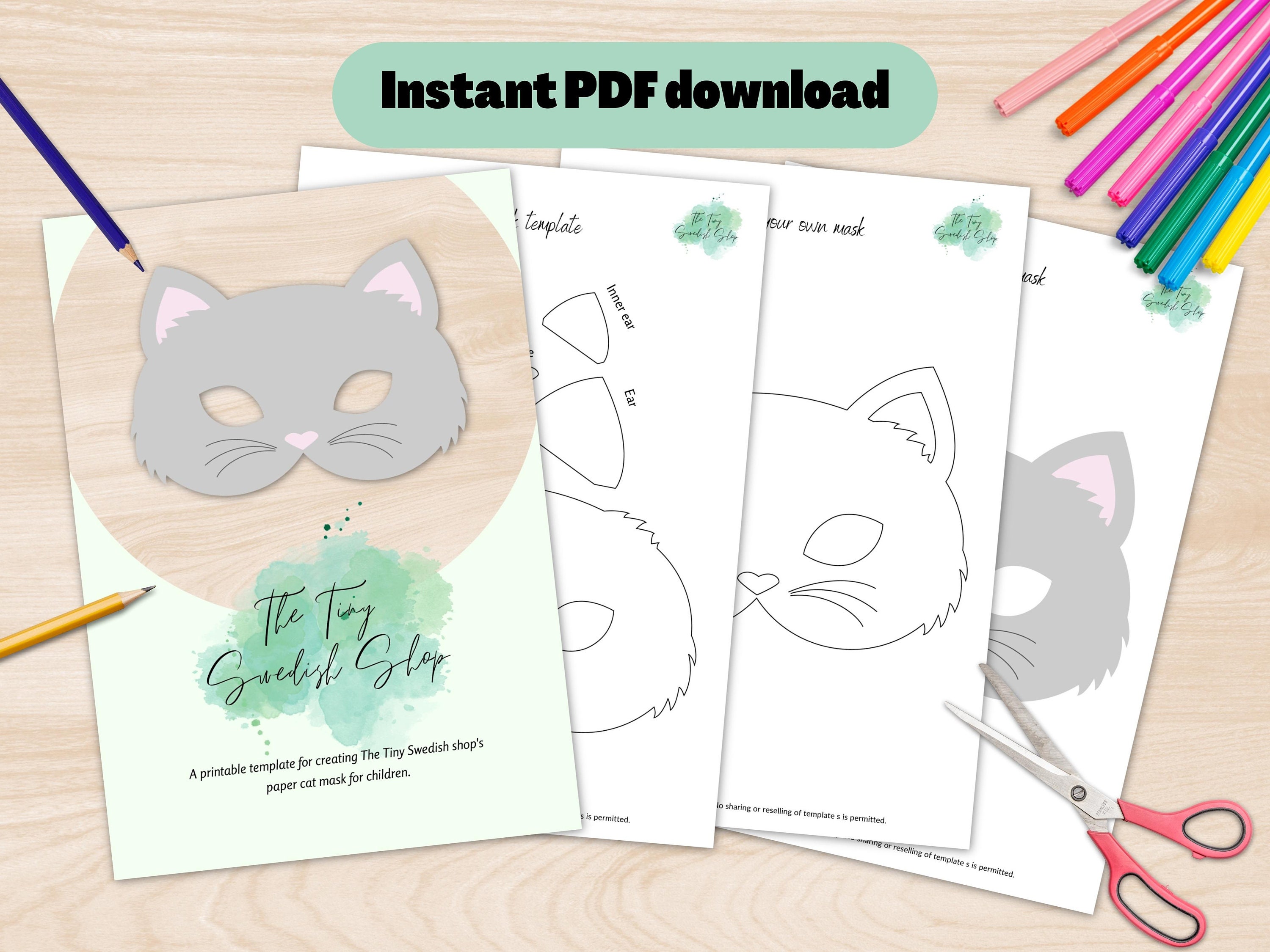 Cat Paper Mask Kids Costume, Farm Animal, Cat Party Mask, Cat ...