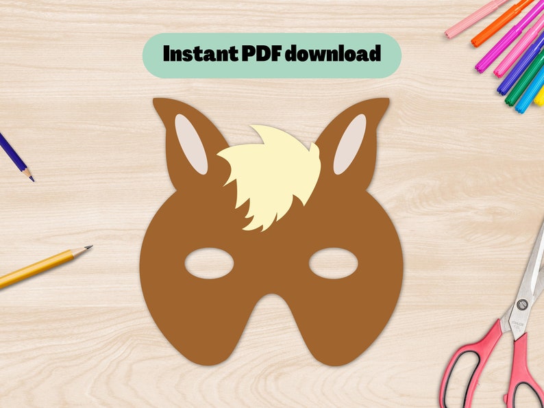 Horse Paper Mask Kids Costume, Farm Animal, Horse Party Mask, Horse ...